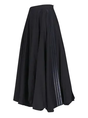 Y3 Pleated Maxi Skirt With Side Stripes