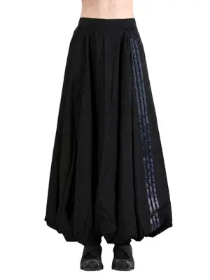 Y3 Pleated Maxi Skirt With Side Stripes