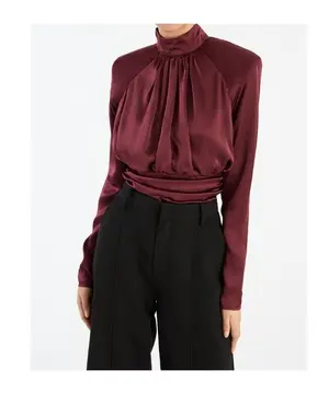 ROTATE BY BIRGER CHRISTENSEN Pleated Long-sleeved Blouse