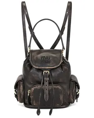 Miu Miu Lambskin Leather Backpack With Vintage Effect