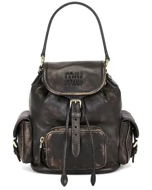 Miu Miu Lambskin Leather Backpack With Vintage Effect
