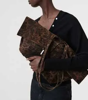 ALLSAINTS Suede Leopard Print Tote Bag