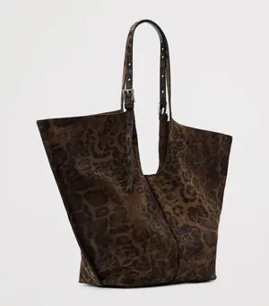 ALLSAINTS Suede Leopard Print Tote Bag