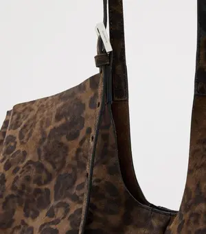 ALLSAINTS Suede Leopard Print Tote Bag