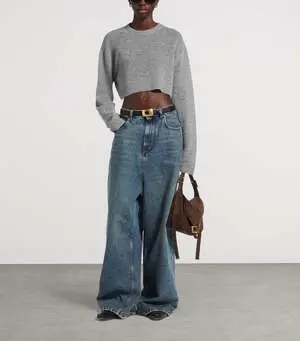 Balenciaga Cashmere Crew-neck Cropped Sweater