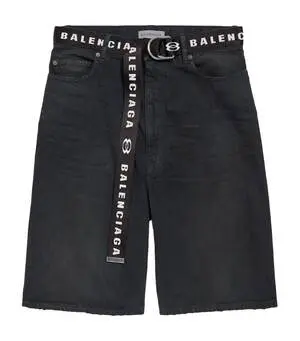 Balenciaga Belted Oversized Denim Shorts