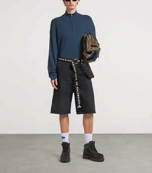 Balenciaga Belted Oversized Denim Shorts