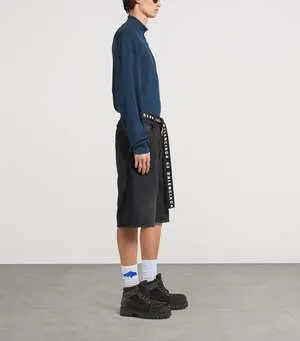 Balenciaga Belted Oversized Denim Shorts