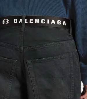 Balenciaga Belted Oversized Denim Shorts