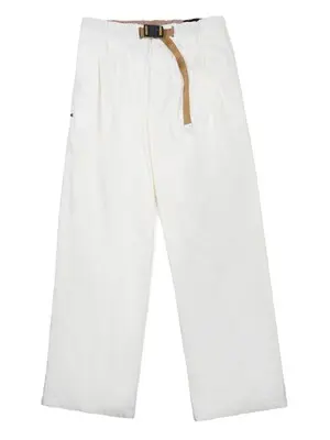 WHITE SAND Belted Wide Leg Trousers - White