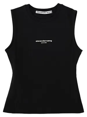Alexander Wang Tank Top In Cotone Stretch - Black
