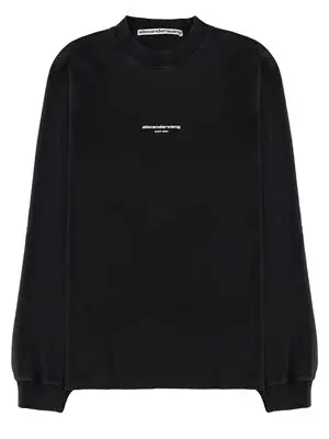 Alexander Wang T-shirt A Manica Lunga Con Logo - Black
