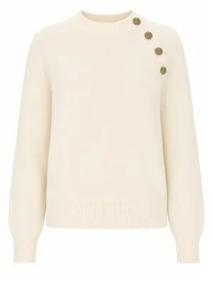 Balmain Embellished Button Knit Sweater - Ivory