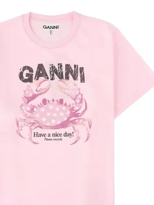 GANNI Printed T-shirt - Pink