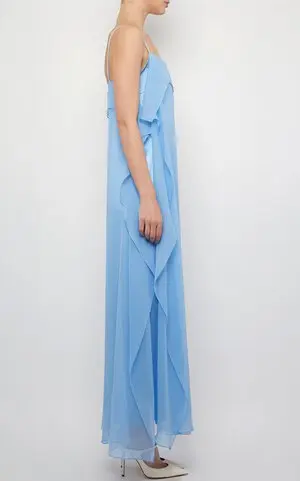 Prabal Gurung Chiffon-cotton Handkerchief Slip Dress - Blue
