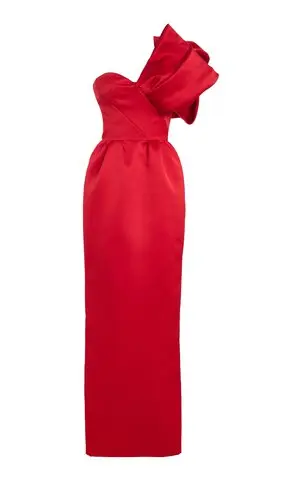 Prabal Gurung One-shoulder Satin Gown - Red