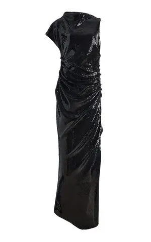 Prabal Gurung Asymmetric Stretch Sequined Gown - Black