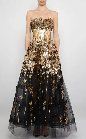 Prabal Gurung Metallic-embroidered Tulle Gown