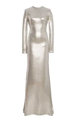 Prabal Gurung Stretch Sequined Gown - Silver
