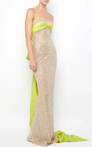 Prabal Gurung Bow-detailed Sequined Column Gown