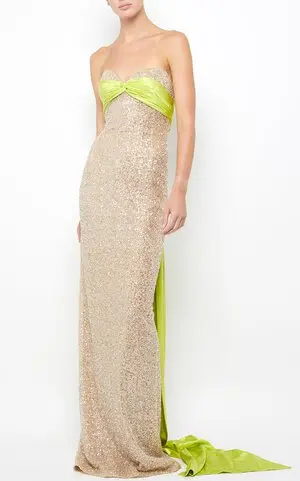 Prabal Gurung Bow-detailed Sequined Column Gown