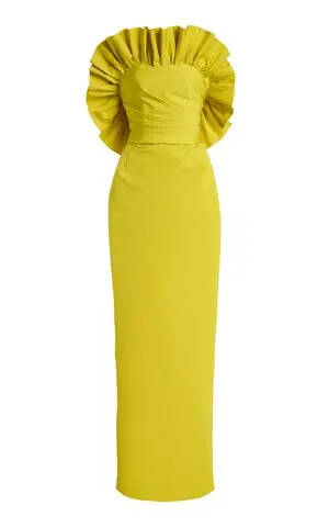 Prabal Gurung Ruffled Faille Column Gown - Yellow