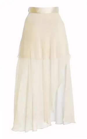 Prabal Gurung Asymmetric Layered Chiffon Midi Skirt