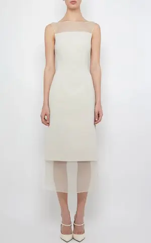 Prabal Gurung Stretch Crepe-organza Midi Dress