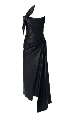 Monse Tie-detailed Leather Midi Dress - Black