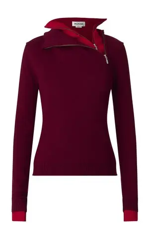Monse High-neck Asymmetrical Zipped Merino Wool Sweater - Multi