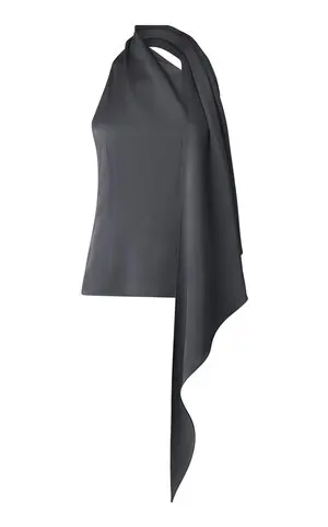 Monse Draped Scarf Top - Dark Grey