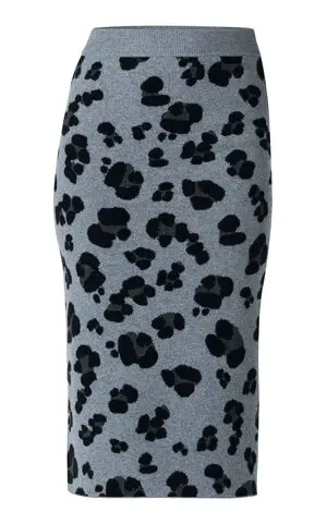 Monse Jacquard-knit Cheetah-print Cashmere Midi Skirt - Grey