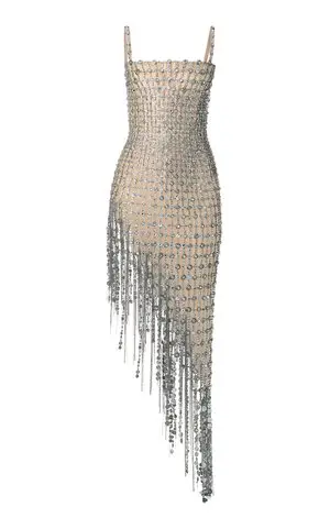 Monse Crystal-chain Cascading Hem Midi Dress