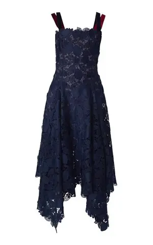 Monse Lemon-lace Handkerchief Hem Midi Dress - Black