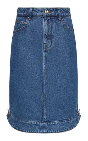 Ossou Cambria Cotton Denim Midi Skirt - Medium Wash