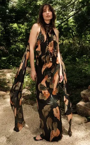 Johanna Ortiz Curious Natuer Printed Silk Maxi Dress
