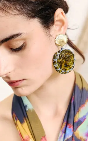 ALEMAIS Ona Macrame Shell Drop Earrings