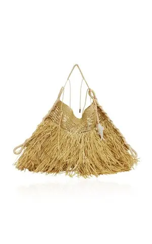 ALEMAIS Midi Raffia Cresent Tote - Brown