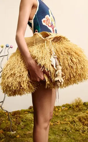 ALEMAIS Midi Raffia Cresent Tote