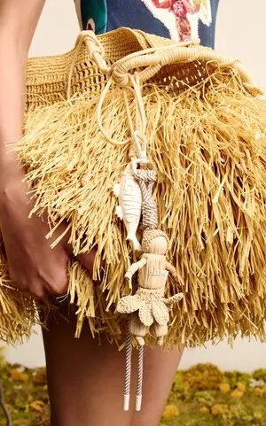 ALEMAIS Midi Raffia Cresent Tote