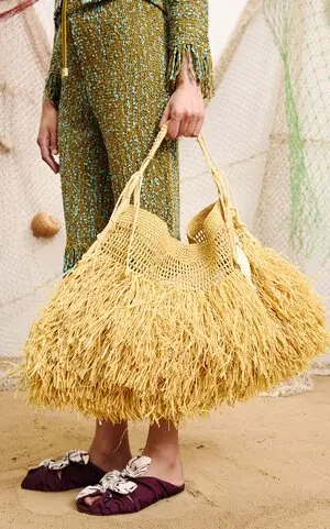 ALEMAIS Midi Raffia Cresent Tote