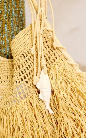 ALEMAIS Midi Raffia Cresent Tote