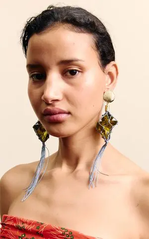 ALEMAIS Ona Macrame Shell Drop Earrings