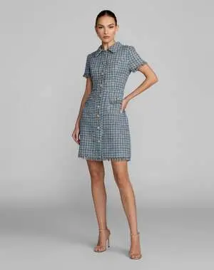 Mac Duggal Short Sleeve Collared Mini Dress
