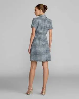 Mac Duggal Short Sleeve Collared Mini Dress