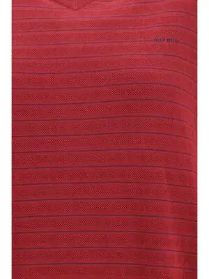 Miu Miu Cotton V-neck Sweater With Striped Pattern - Multicolor