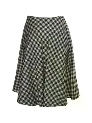 Prada Checkered A-line Midi Skirt - Grey