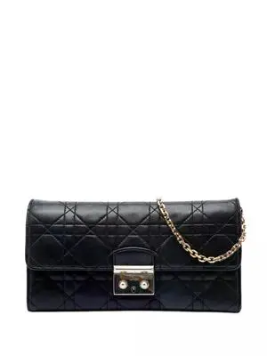 Dior Lambskin Cannage Promenade Wallet On Chain Crossbody Bag - Black