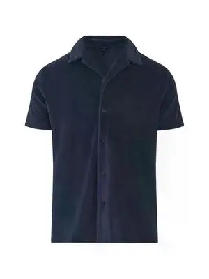 PATRICK ASSARAF Terry-texture Short-sleeve Shirt - Blue
