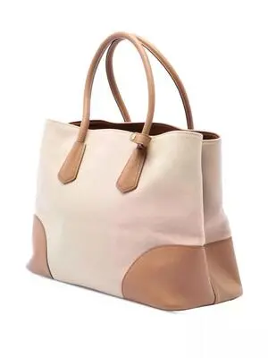 Prada Medium Canvas And Saffiano Cuir Double Satchel